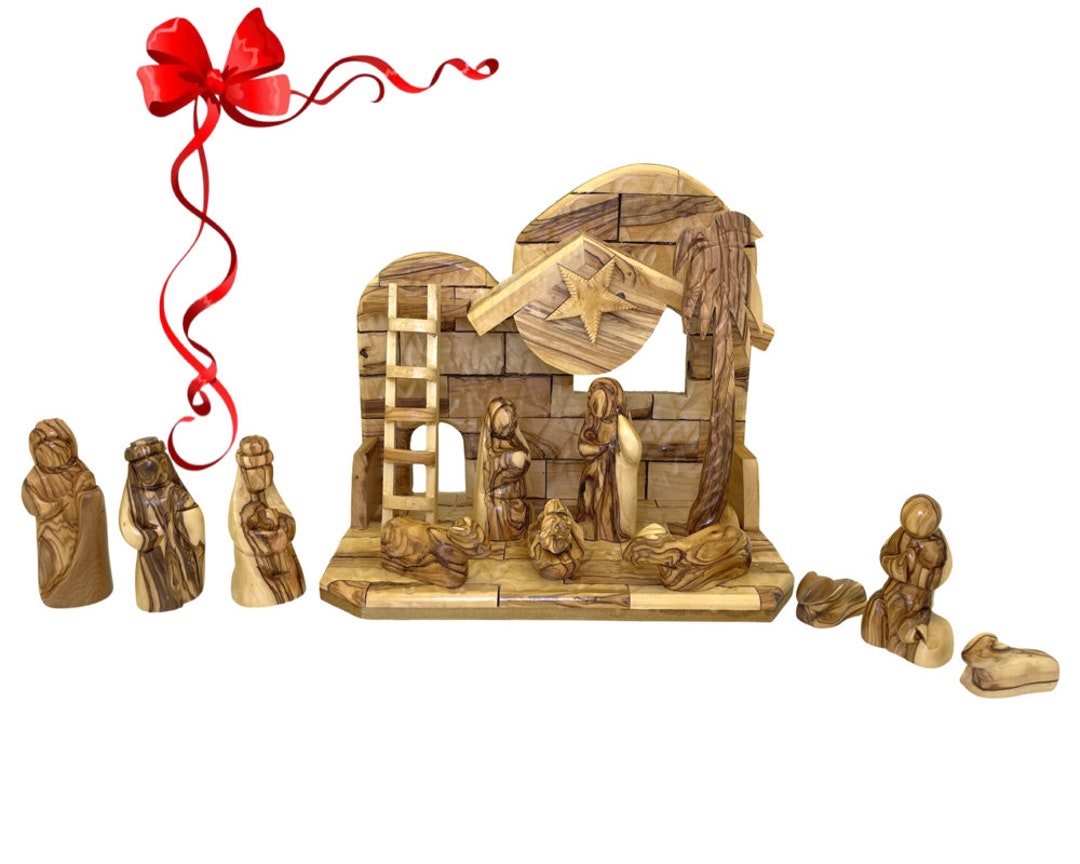 Musical Nativity Set Handmade Olive Wood - Etsy