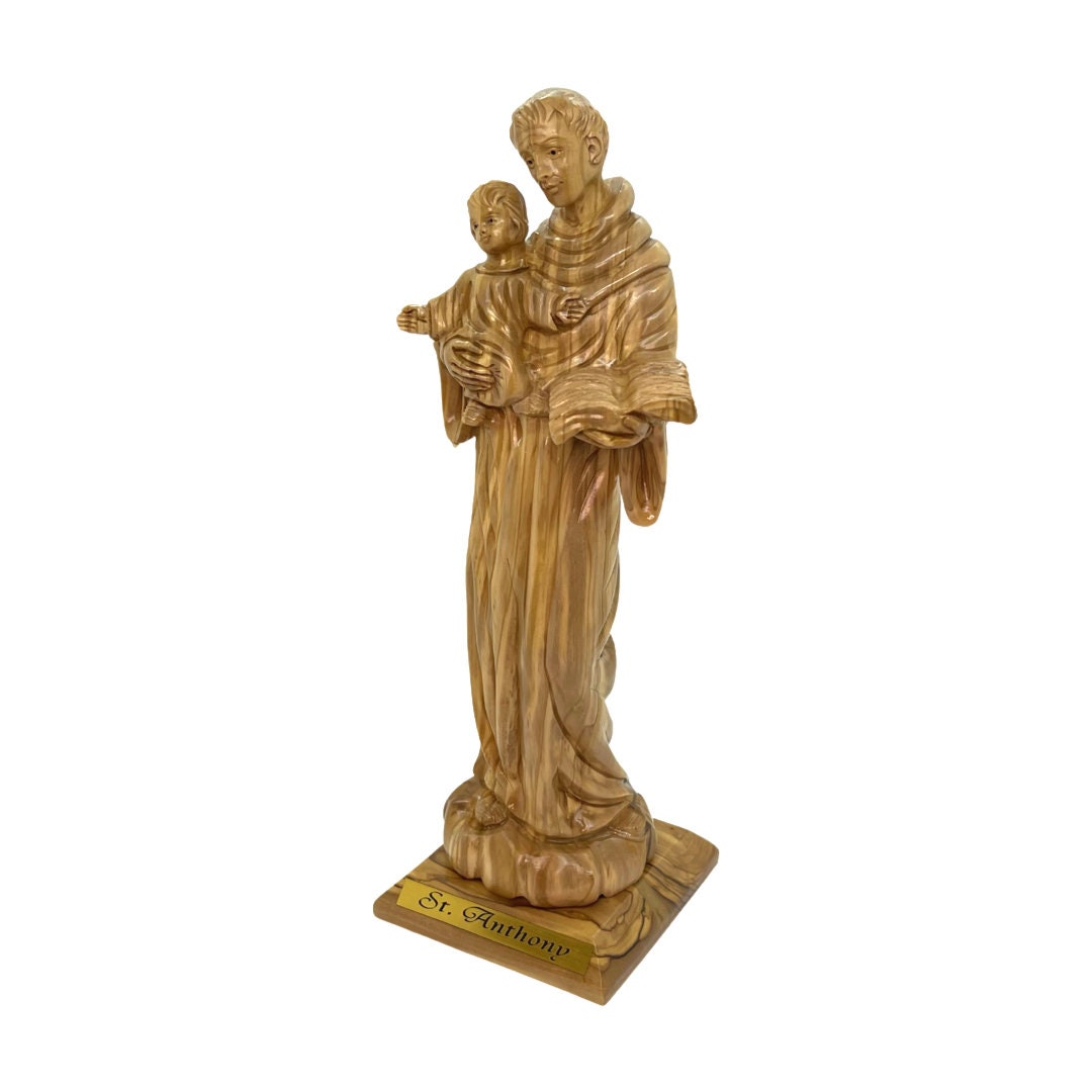 Saint Anthony Statue Olive Wood Hand Made - Etsy