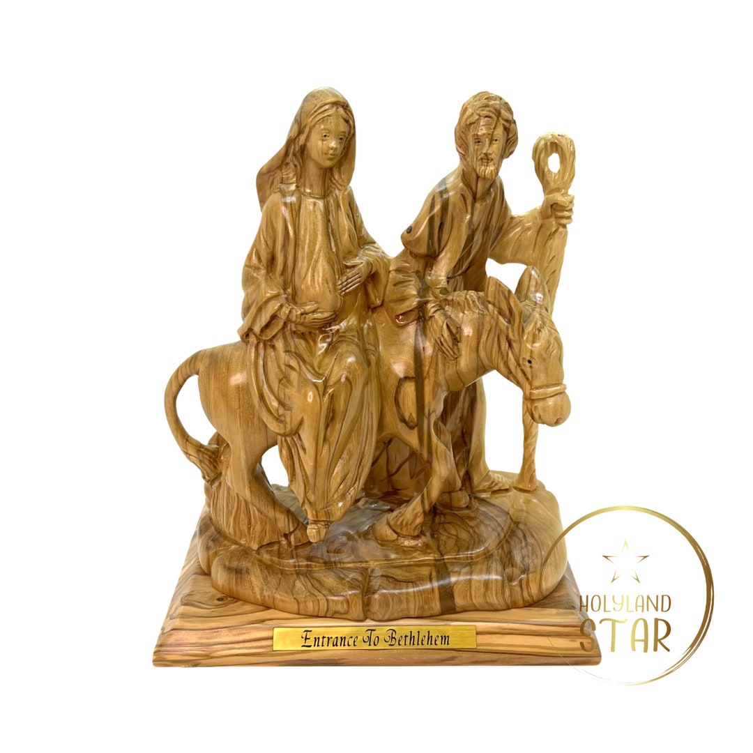 The Holy Family Entrance to Bethlehem Olive Wood Statue - Etsy