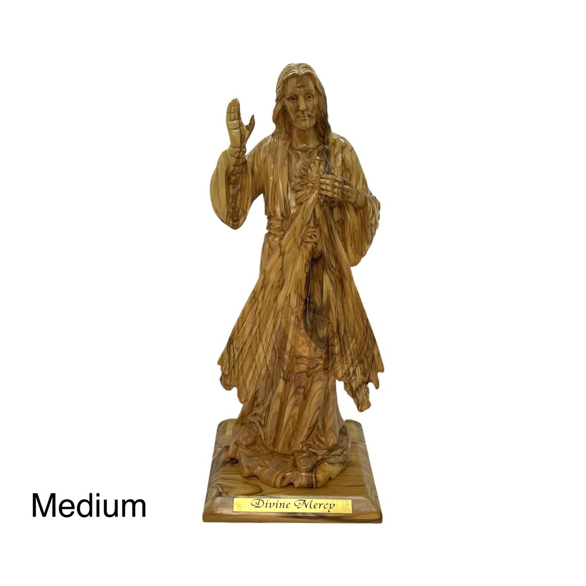 Divine Mercy Jesus Christ Large Statue Olive Wood Miracle | Etsy