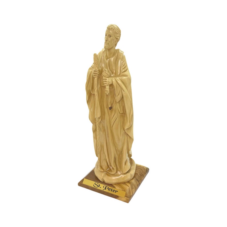 Saint Peter Olive Wood Sculpture, Saint Apostle, Wooden St. Peter, St ...