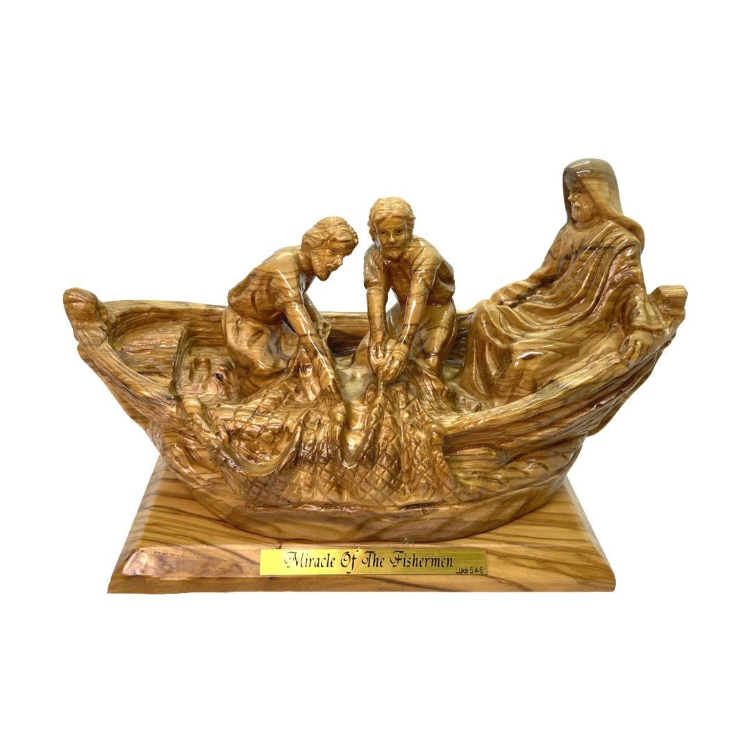 Jesus Miracle of the Fisherman Boat Olive Wood Carving in Holy Land - Etsy