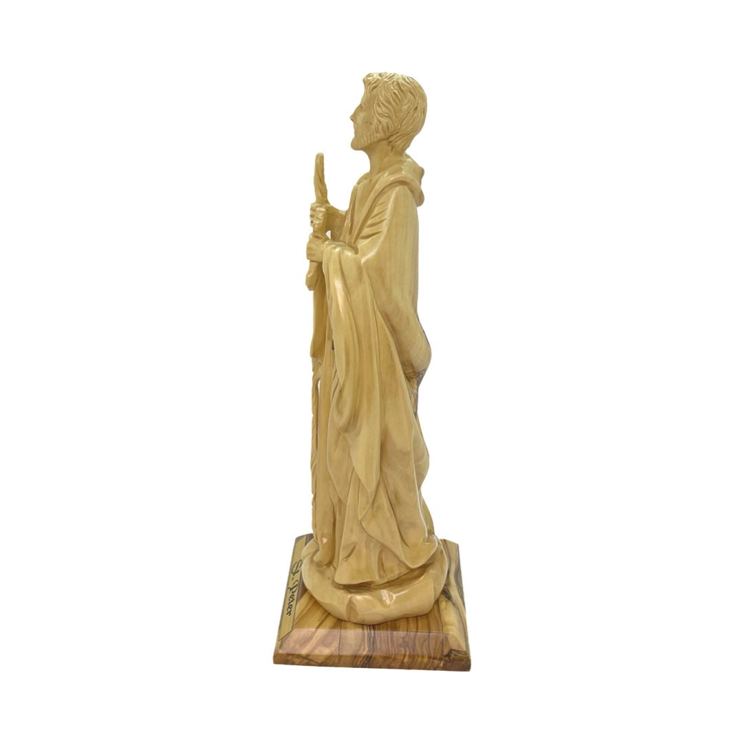 Handmade Saint Peter Olive Wood Statue, Holy Land Sculpture - Etsy