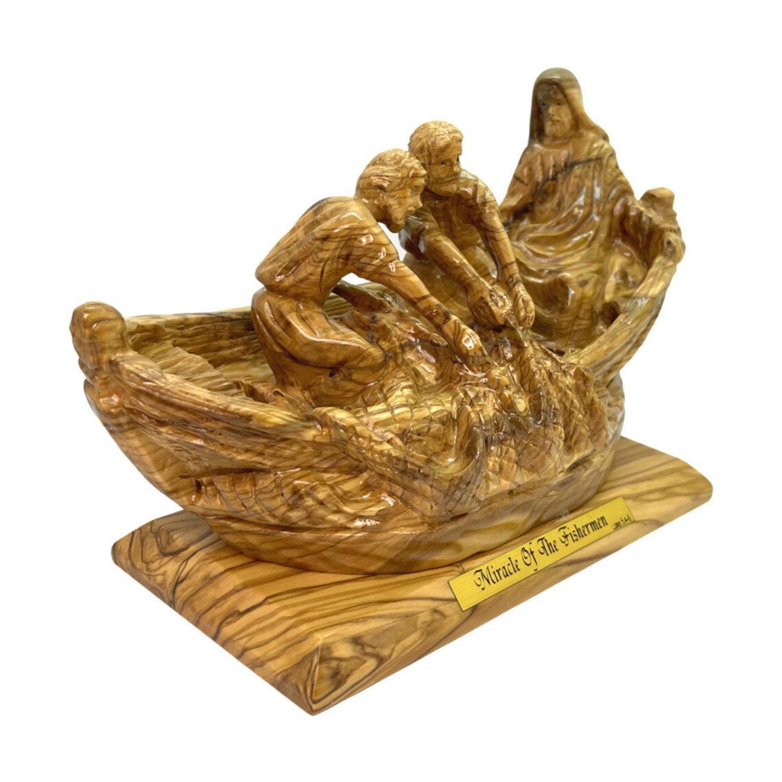 Jesus Miracle of the Fisherman Boat Olive Wood Carving in Holy - Etsy