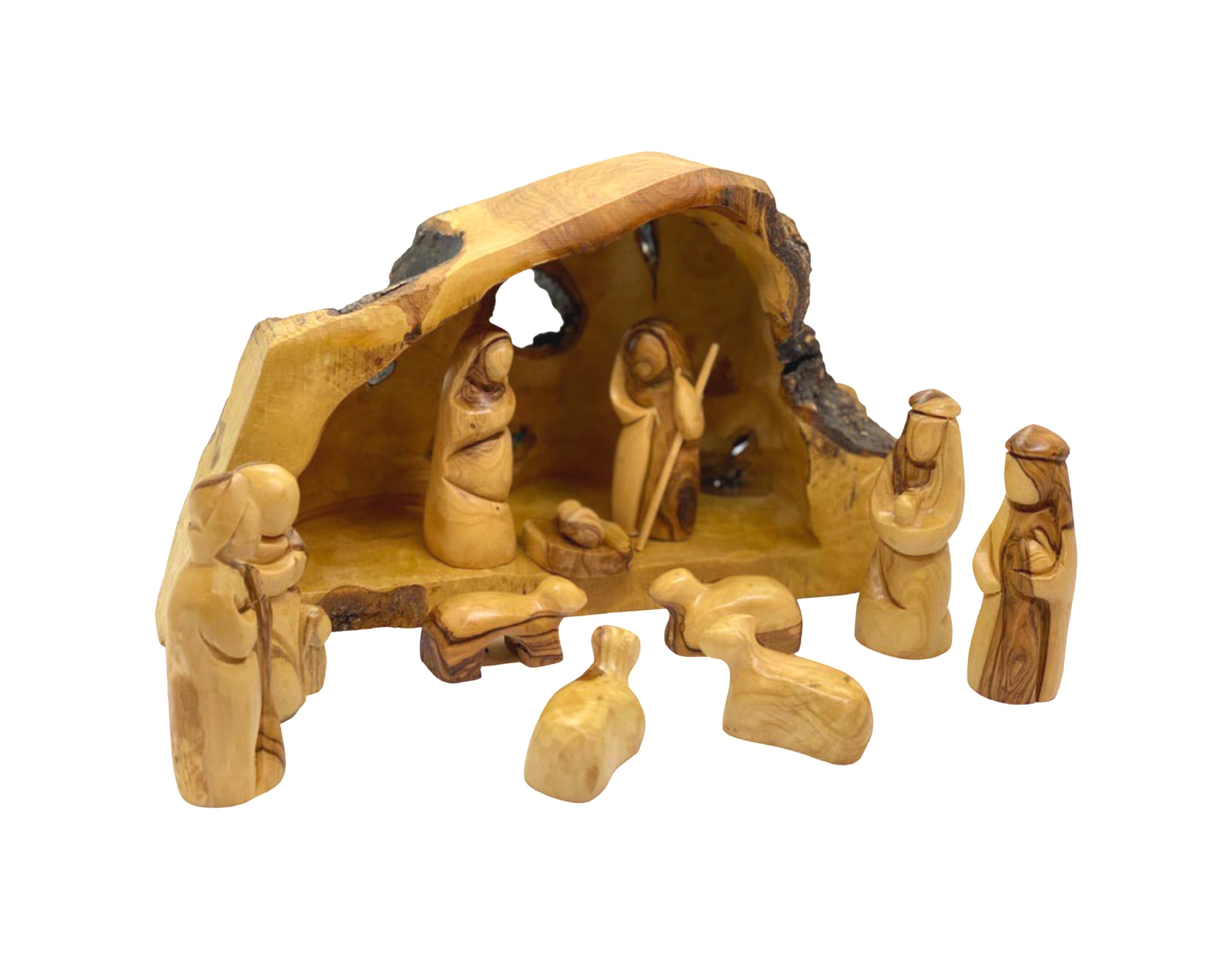 Christmas Nativity Set Cave Olive Wood Hand Carved in | Etsy