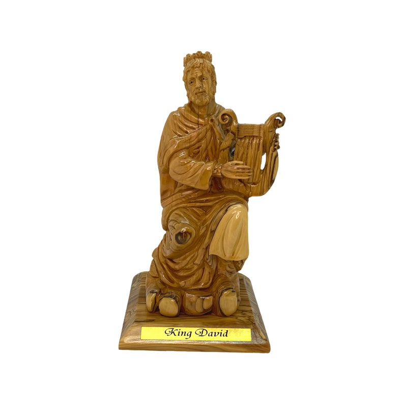 King David With the Harp Olive Wood Hand Carved, Musical Instrument ...