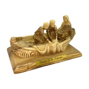 Jesus Miracle of the Fisherman Boat Olive Wood Carving in Holy Land - Etsy