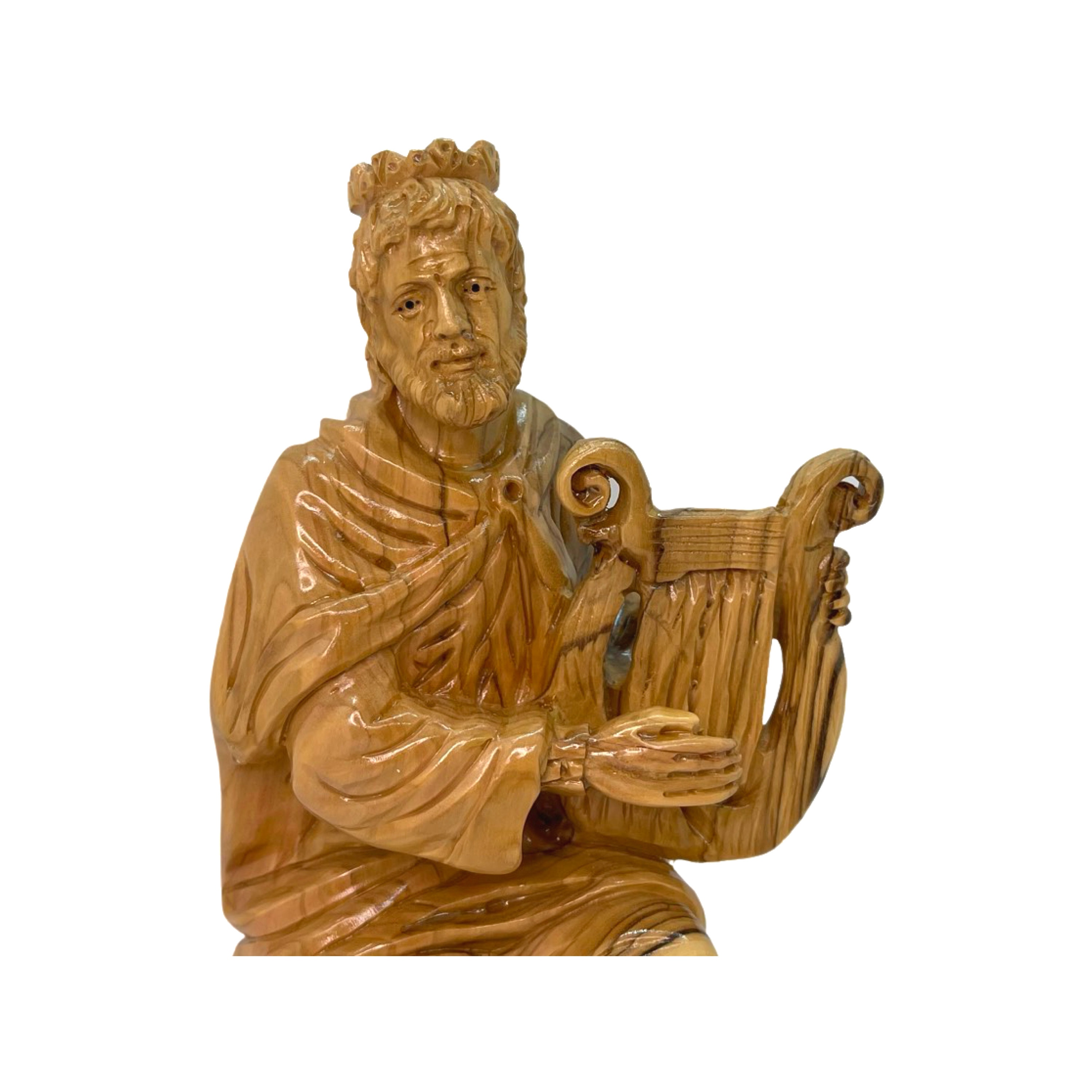 King David With the Harp Olive Wood Hand Carved, Musical Instrument ...