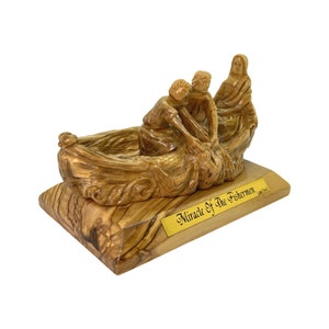 Jesus Miracle of the Fisherman Boat Olive Wood Carving in Holy Land - Etsy