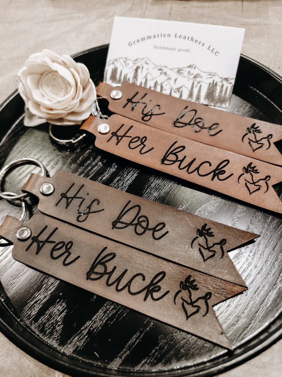 Couples Her Buck His Doe Hunting Country Matching Keychains - Etsy