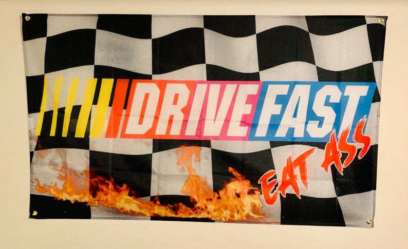 Flag Banner Drive Fast - Etsy