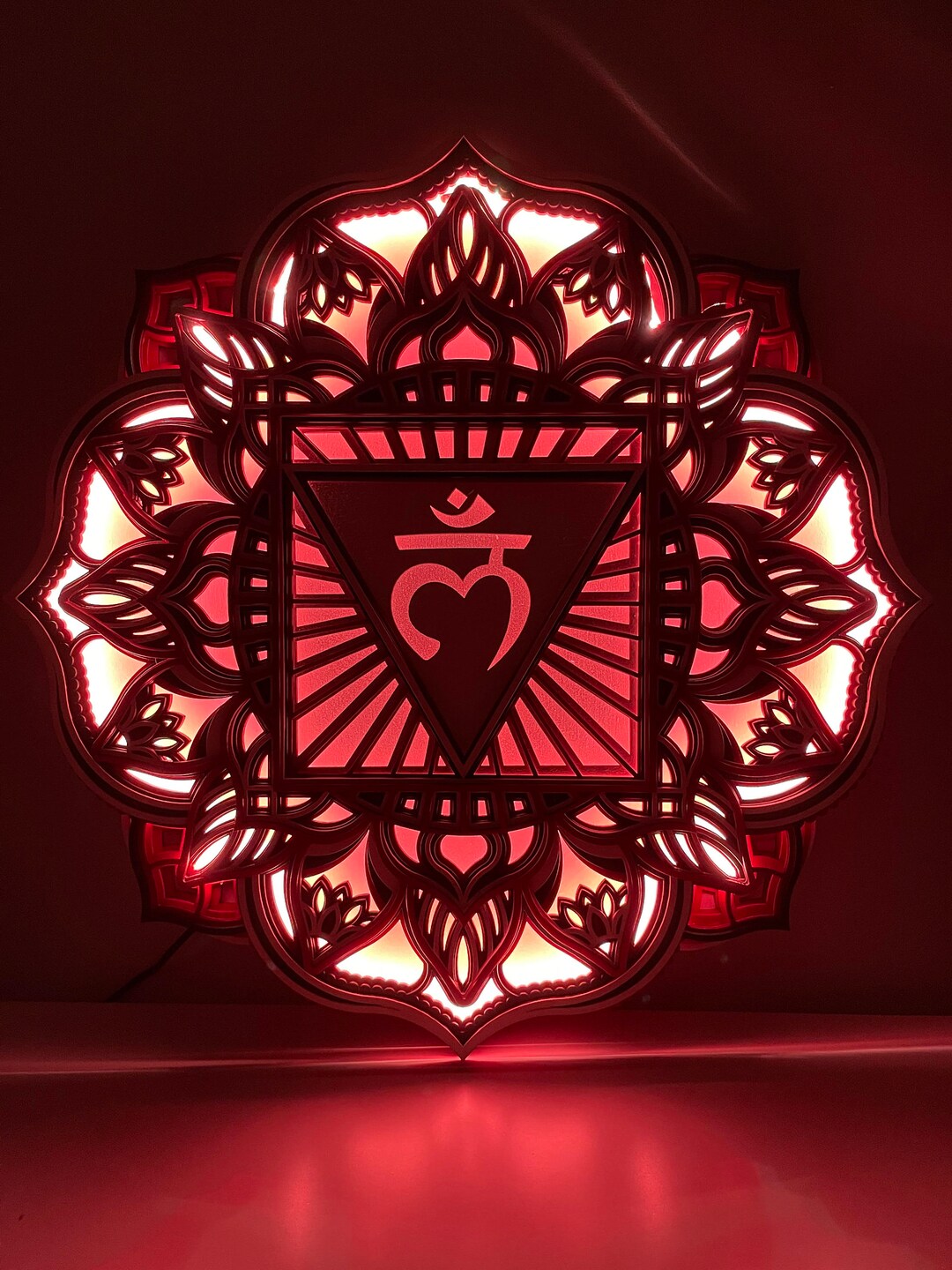 The Root Chakra Led Wood Mandala Mandala Wood Art - Etsy