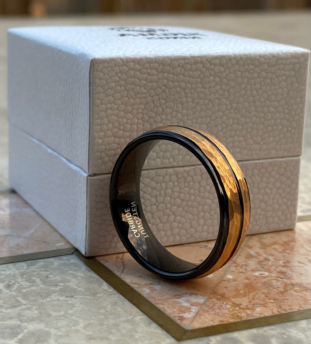 Gold Hammered Men's Tungsten Ring/band AKA Tarzan/men - Etsy