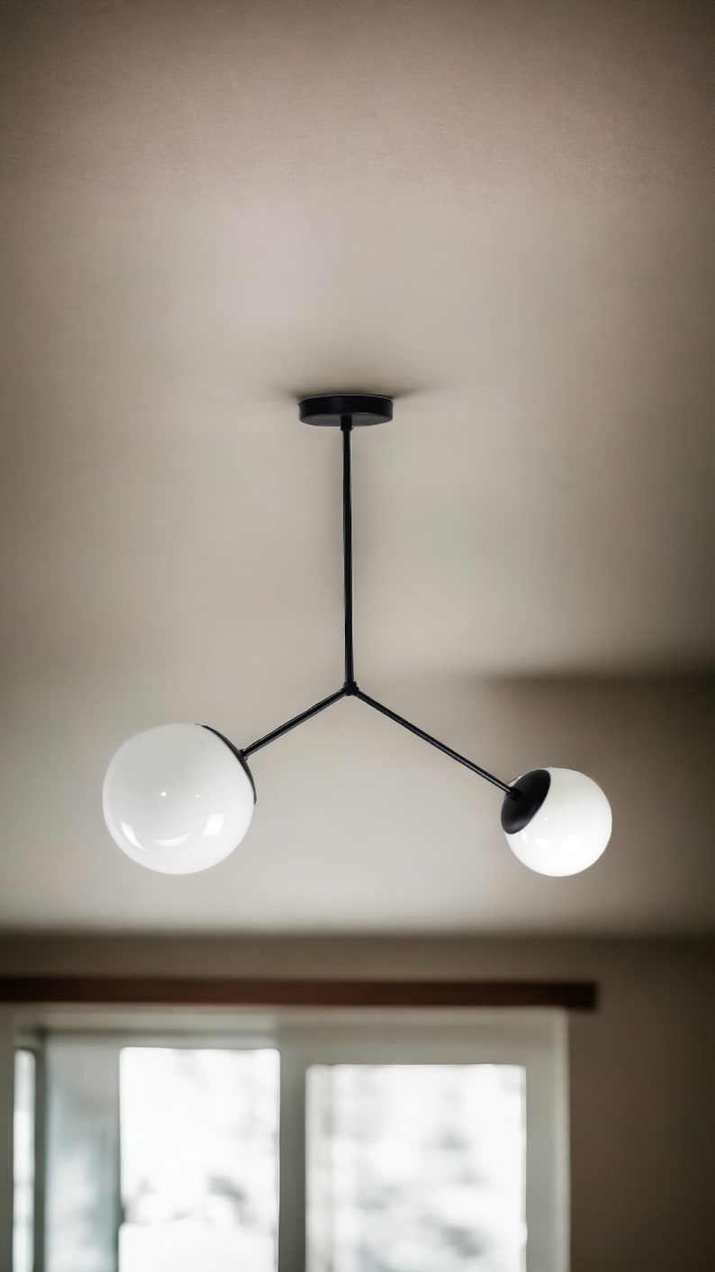 Dining Room Lighting Mid Century Modern Ceiling Light Glass Globe ...