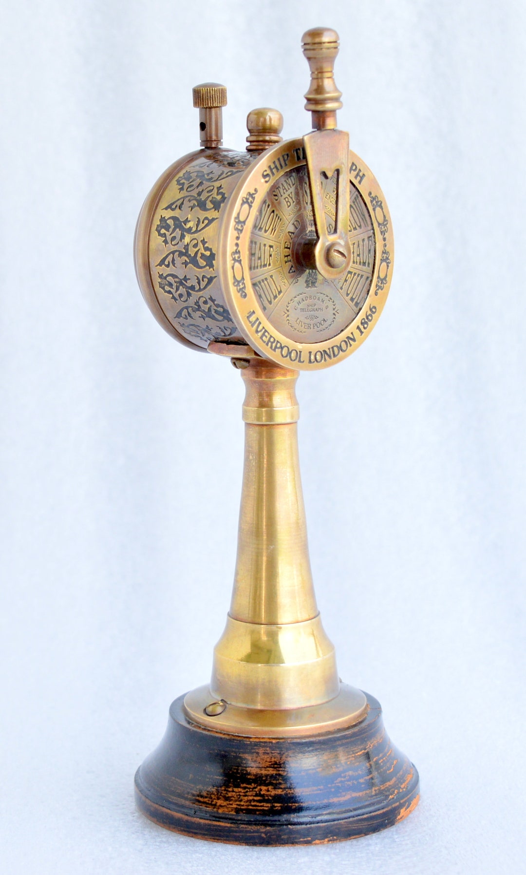 Nautical Brass Telegraph Replica With Clock in Antique Finish Nautical ...