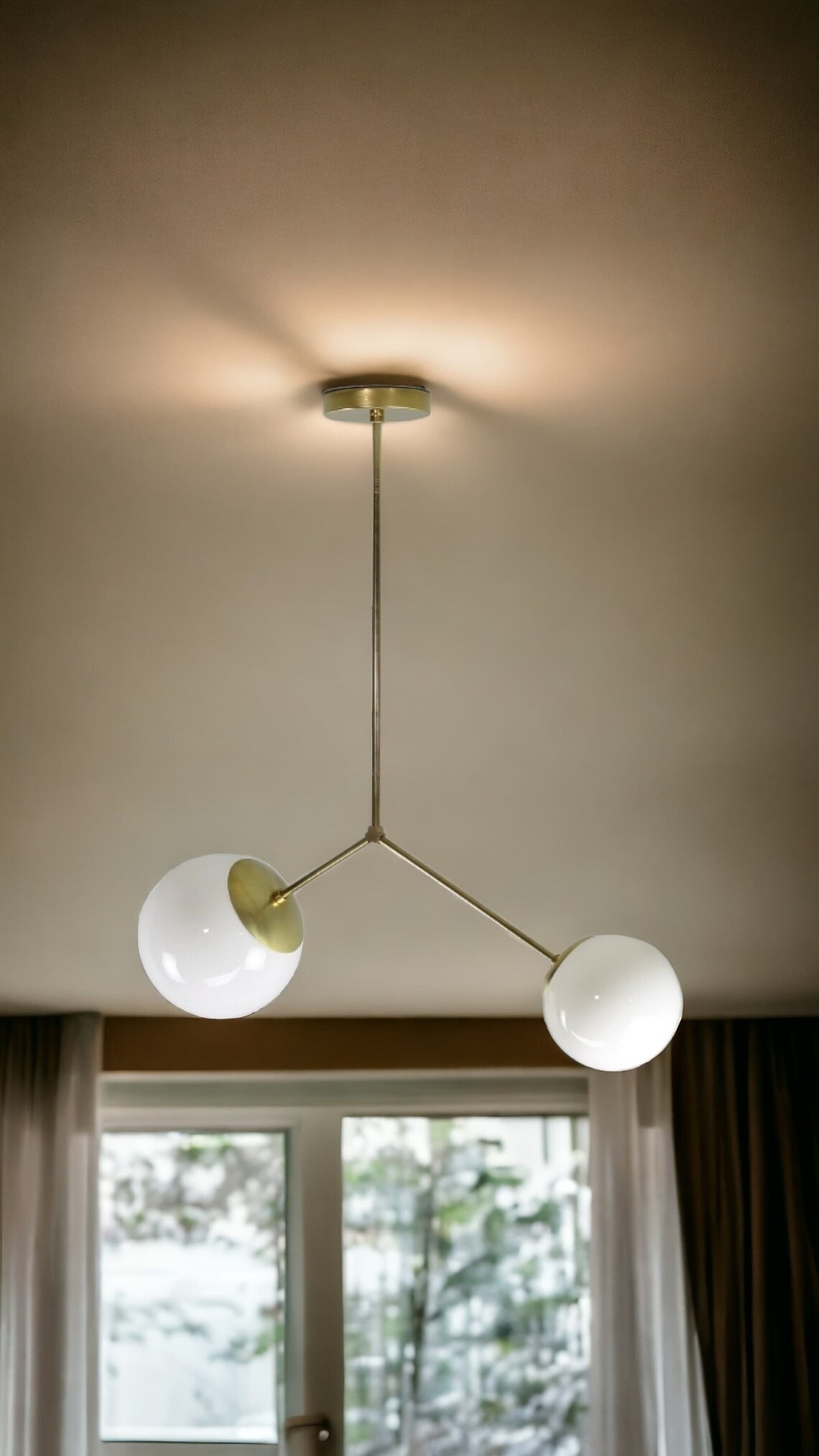 Dining Room Lighting Mid Century Modern Ceiling Light Glass Globe ...