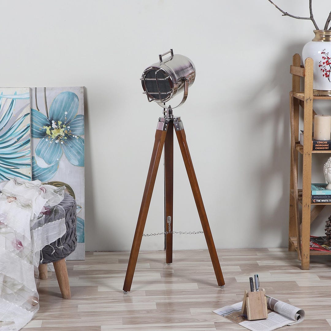 Grill Spotlight Lamp With Walnut & Black Tripod Stands - Etsy