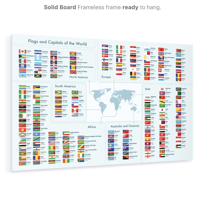 Flags and Capitals of the World With Overview Map Kids Educational ...