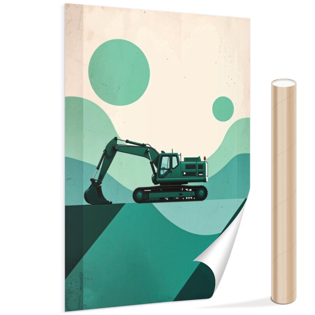 Excavator Art - Poster for Kids | Wall Art for Children | Cute Decor ...