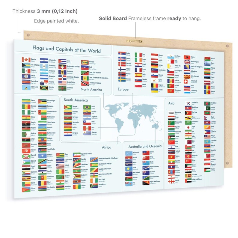 Flags and Capitals of the World With Overview Map Kids Educational ...
