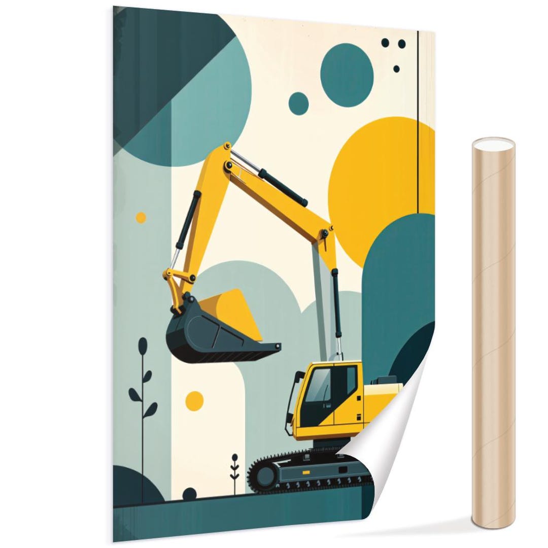 Excavator Art Poster for Kids, Wall Art for Children, Cute Decor for ...