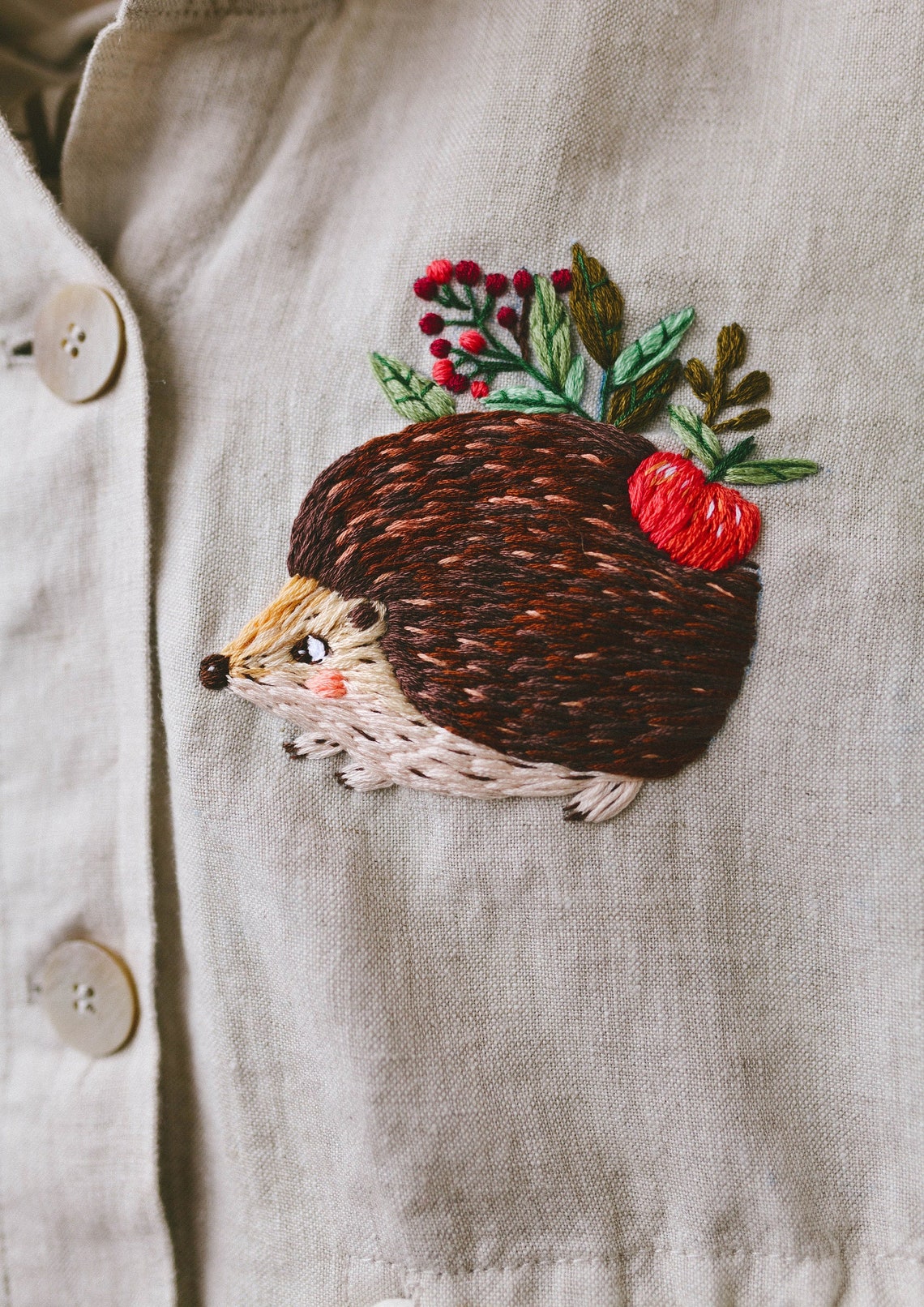 Modern Handmade Embroidery Hedgehog Kids Clothes - Etsy