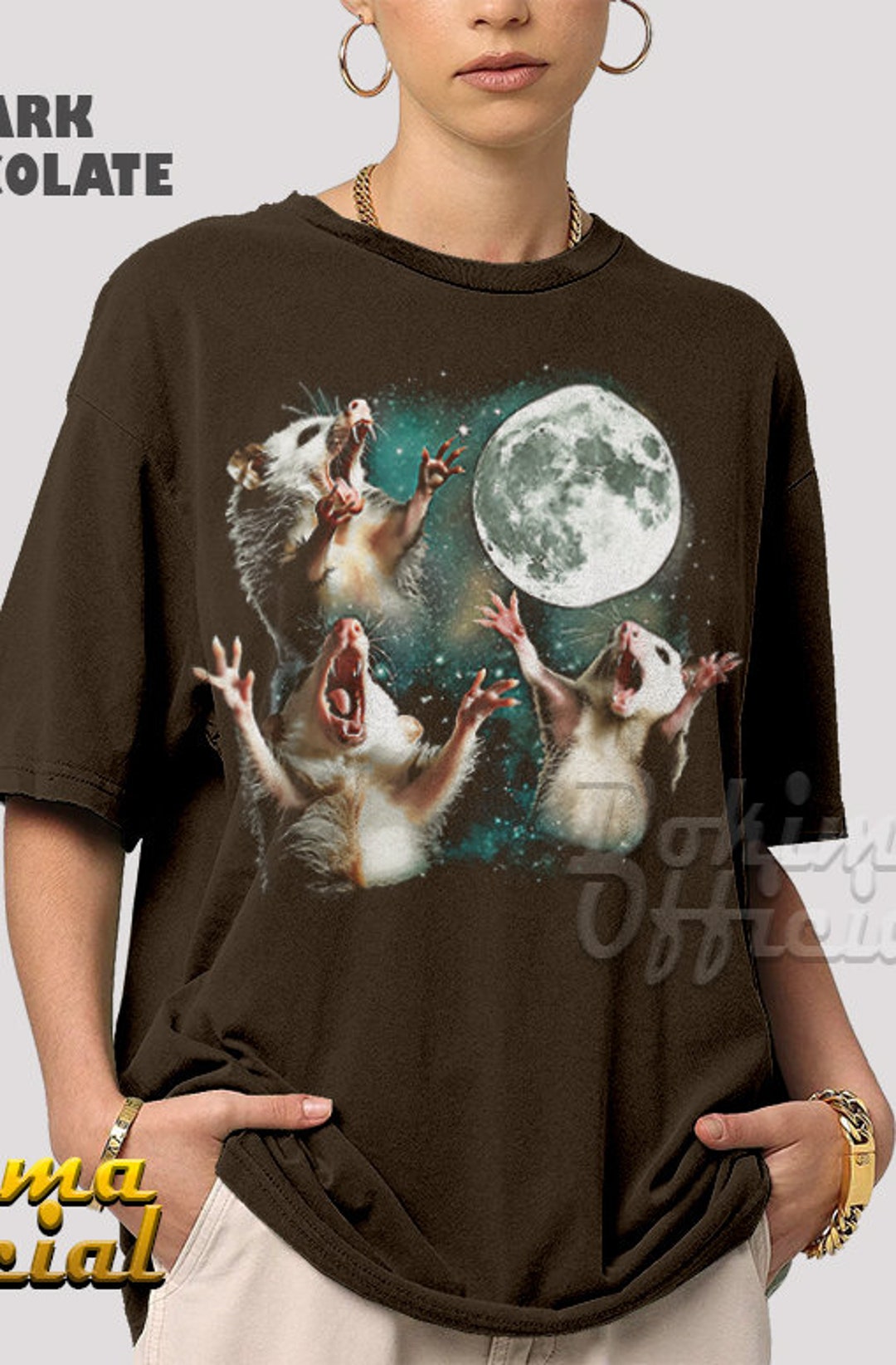 Three Possums Howling at Moon Vintage Shirt, Retro Opossum Lover Tshirt ...