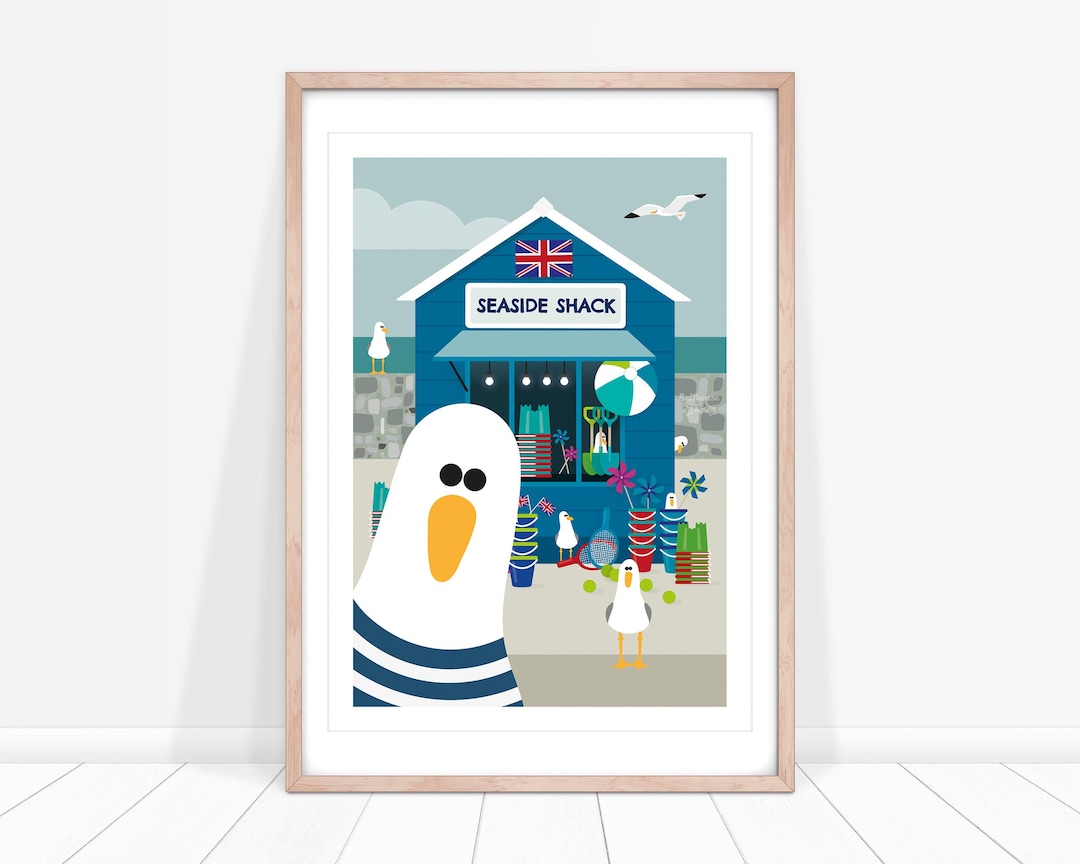 Sea Shack Seagull Print, Seaside Print, Seaside Nursery Decor, Bucket ...