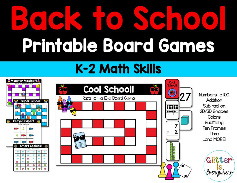 Back to School Printable Board Games - Math - Etsy