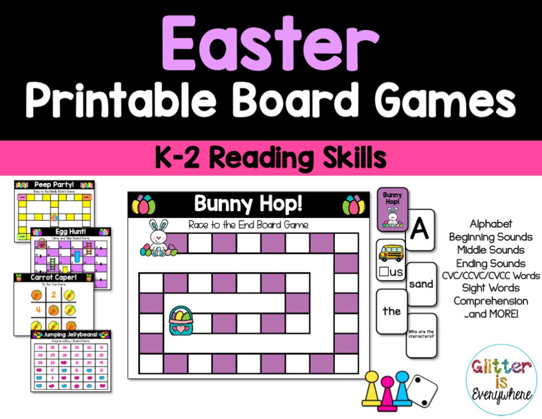 Easter Printable Board Games - Reading and Phonics - Etsy