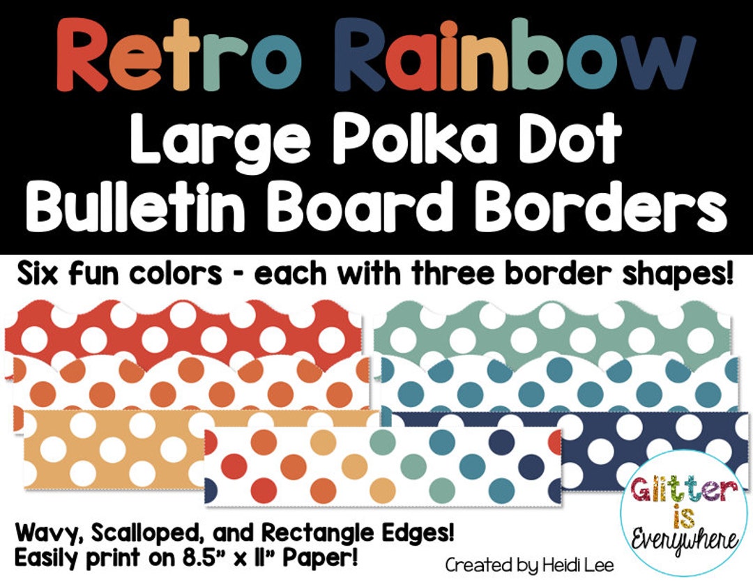 Retro Rainbow Large Polka Dot Bulletin Board Borders - Etsy