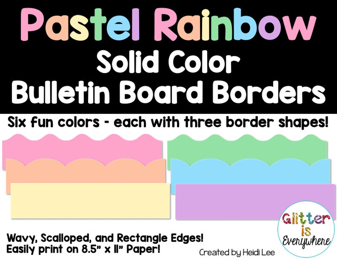 Pastel Rainbow Solid Color Bulletin Board Borders - Etsy