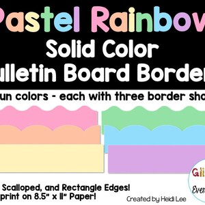 Pastel Rainbow Solid Color Bulletin Board Borders - Etsy
