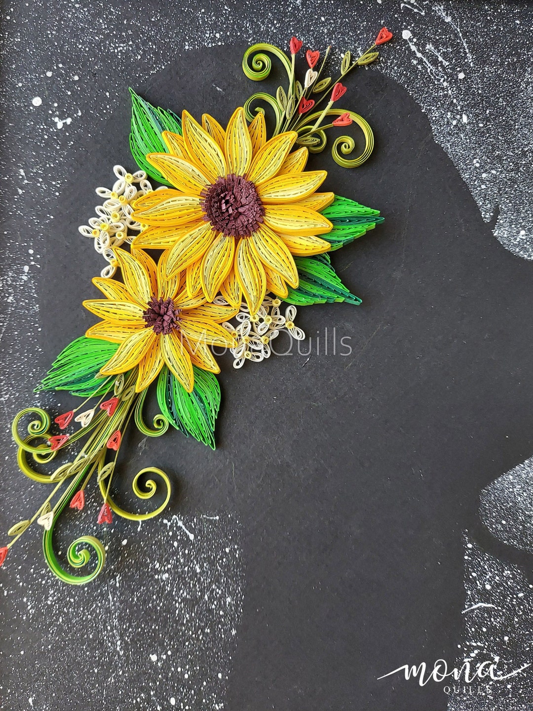 Handcrafted Quilled Lady With Sunflower Tiara Wall Art - Unique Home ...