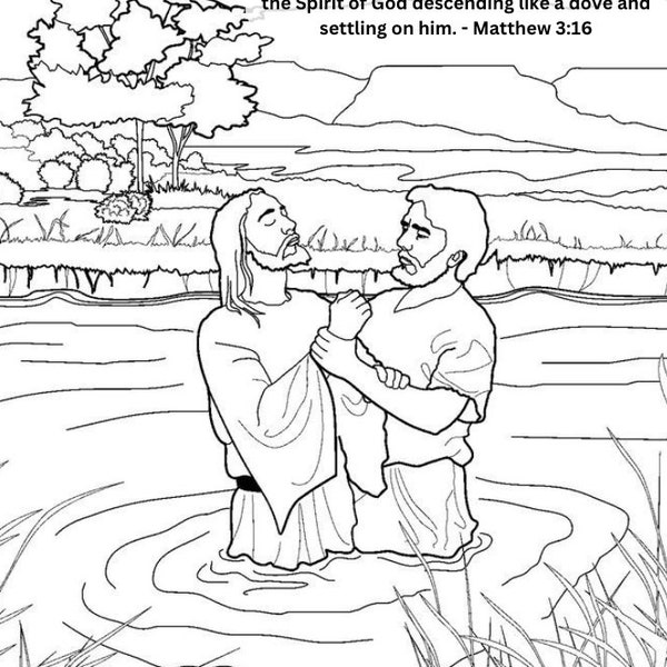 Baptism of Jesus Coloring Page - Etsy