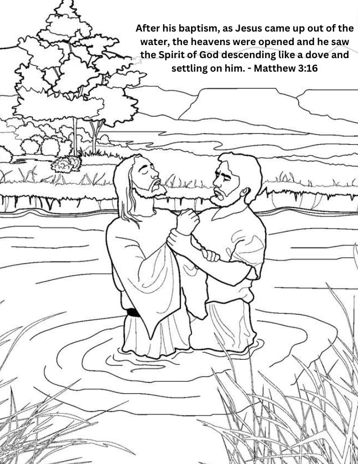Jesus' Baptism Coloring Page - Etsy