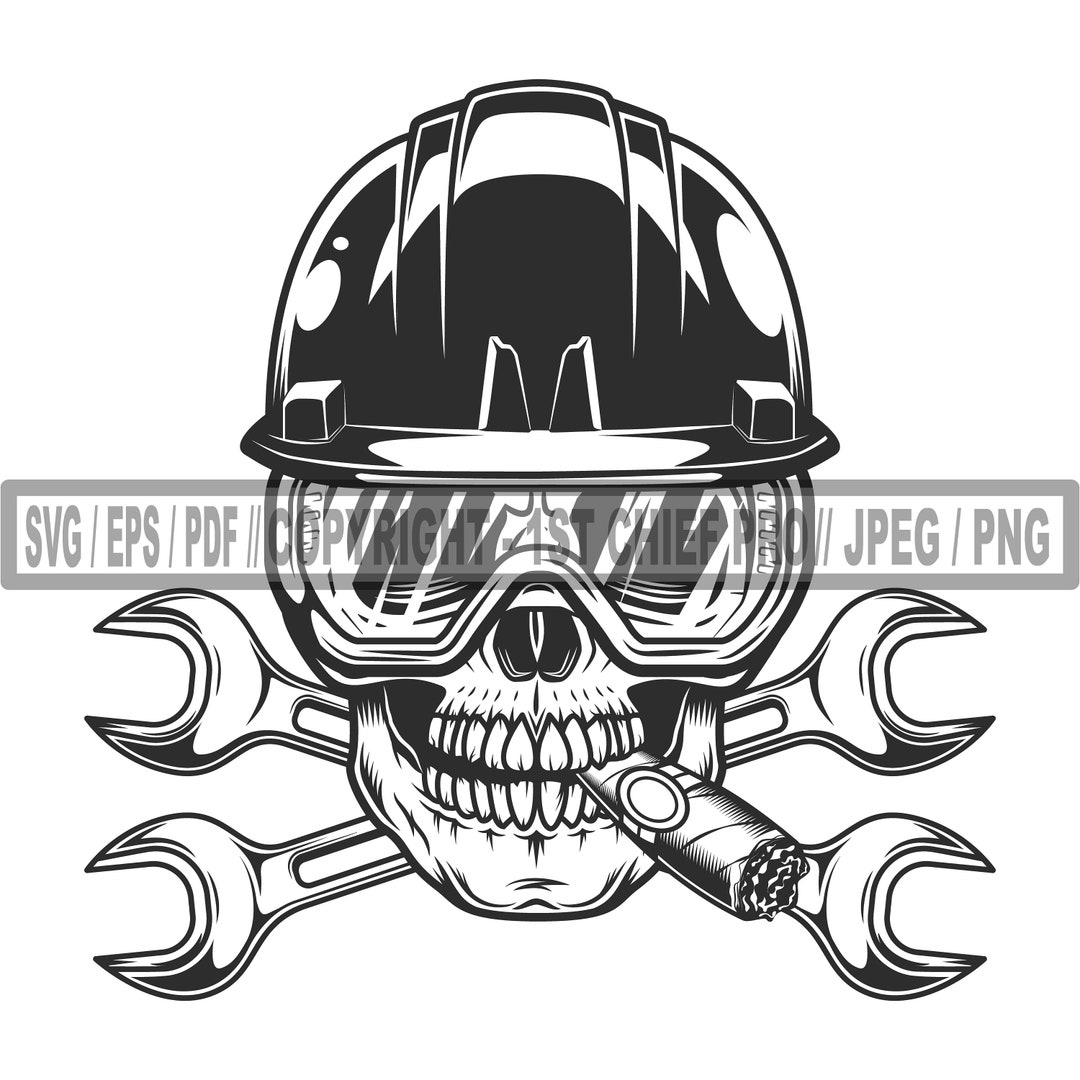 Spanner Svg Cut File With Skull SVG and Cigar SVG, Skull Svg, Helmet ...