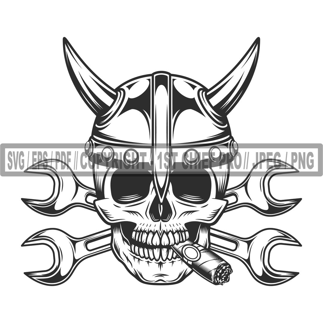 Spanner Svg With Viking Skull SVG and Cigar SVG, Skull Svg, Helmet Svg ...