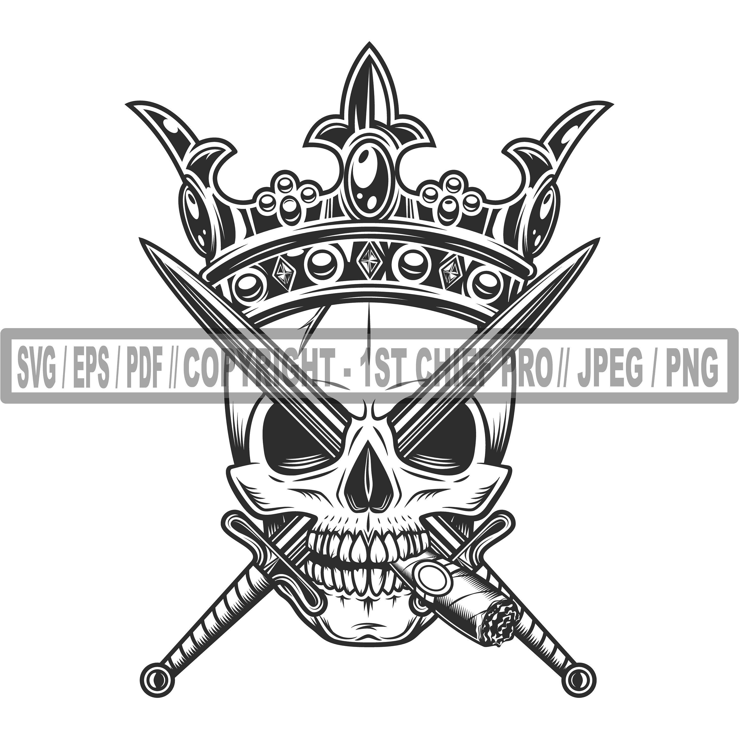 Skull SVG and Crown SVG With Cigar SVG, Skull Svg, Cigar Svg, Skull and ...