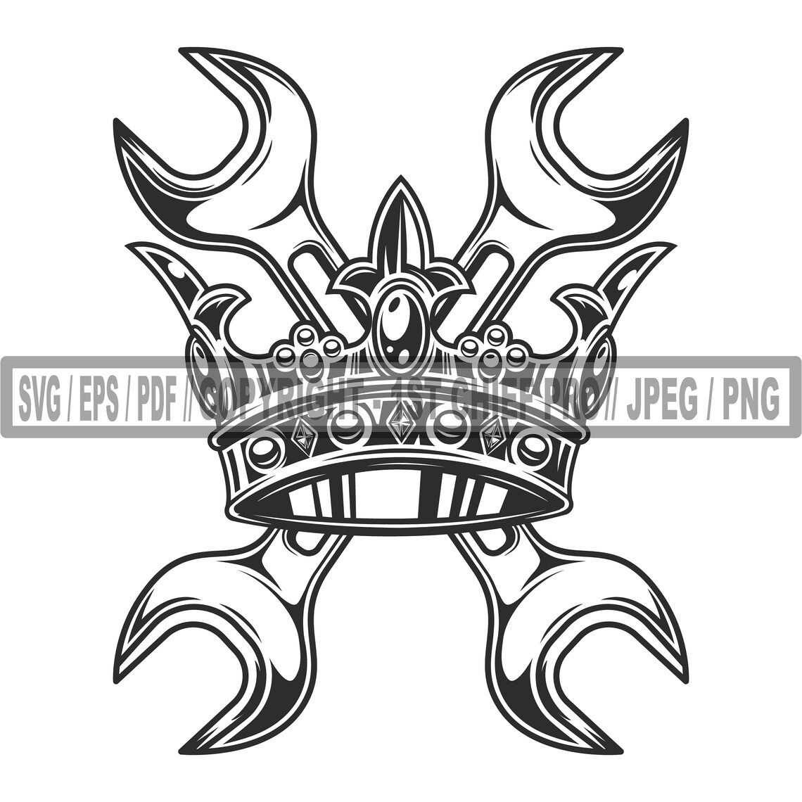 Crown SVG and Wrench Svg, Wrench SVG, Crown SVG, Crown and Wrench ...