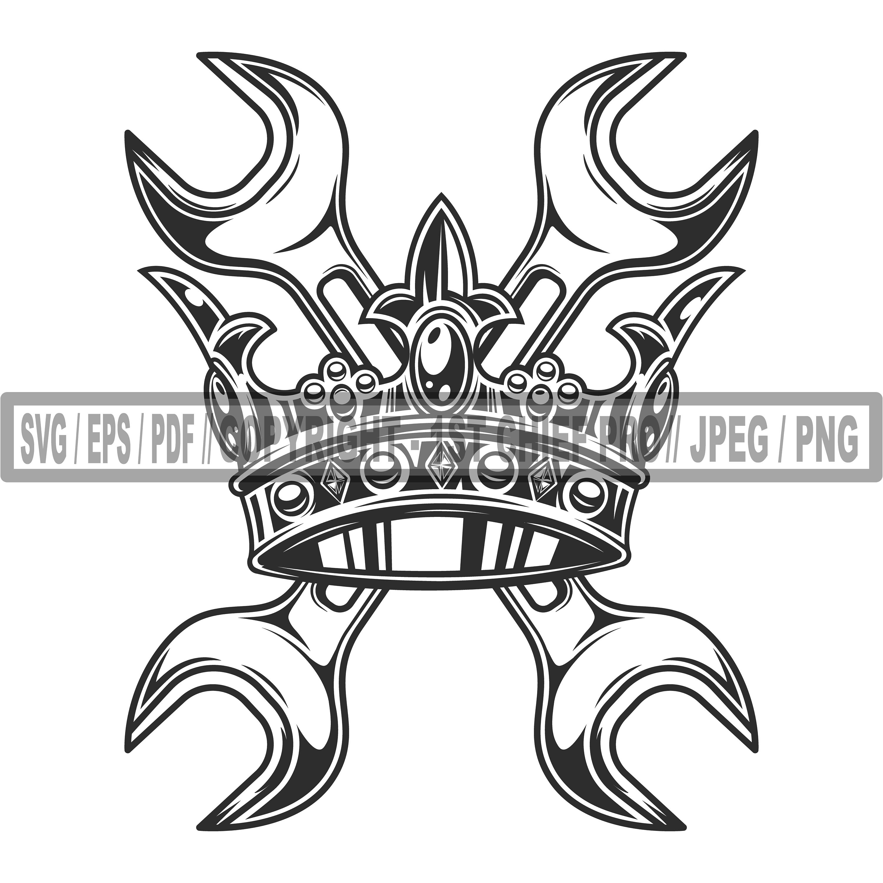 Crown SVG and Wrench Svg, Wrench SVG, Crown SVG, Crown and Wrench ...