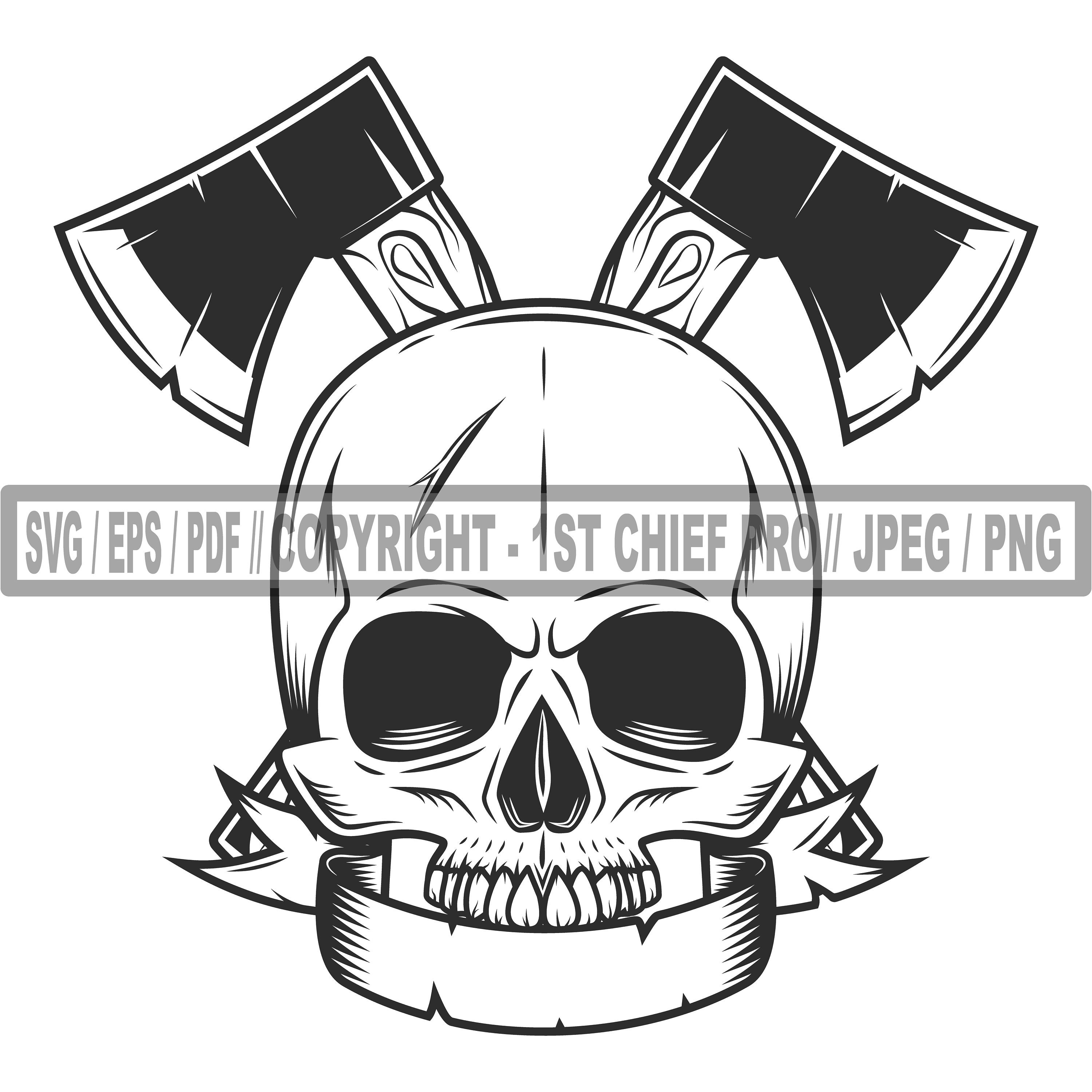Half Skull Svg and Axe Svg and Ribbon. Lumberjack Axe Svg and Skull Svg ...