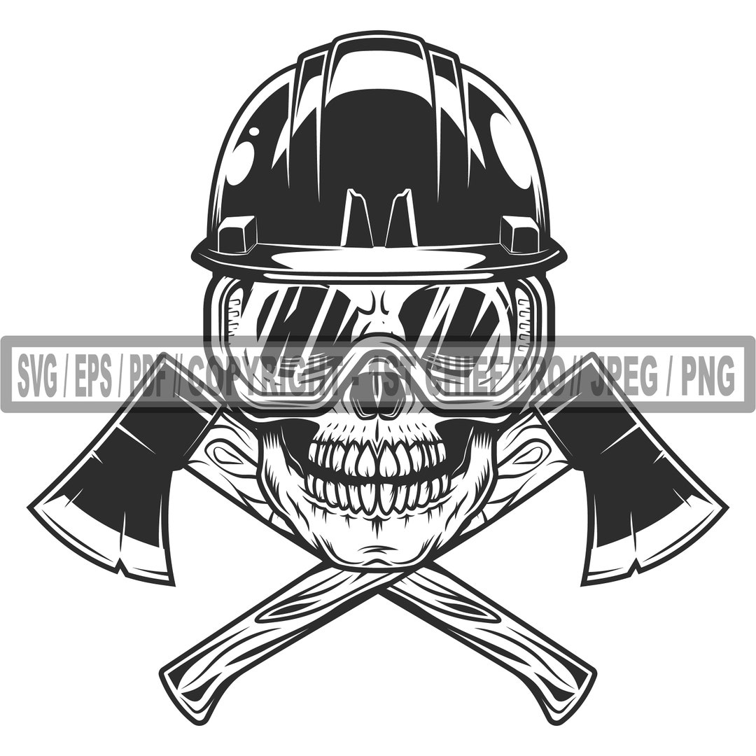 Skull Svg in Hard Hat Svg With Glasses and Lumber Axe Svg. Axe Svg and ...