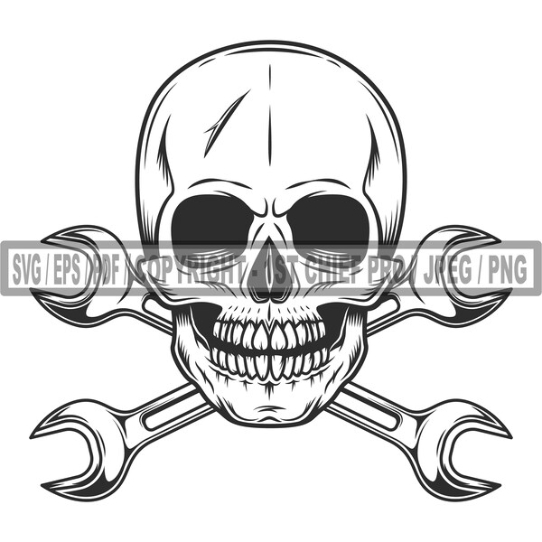 Skull and Wrenches Svg - Etsy