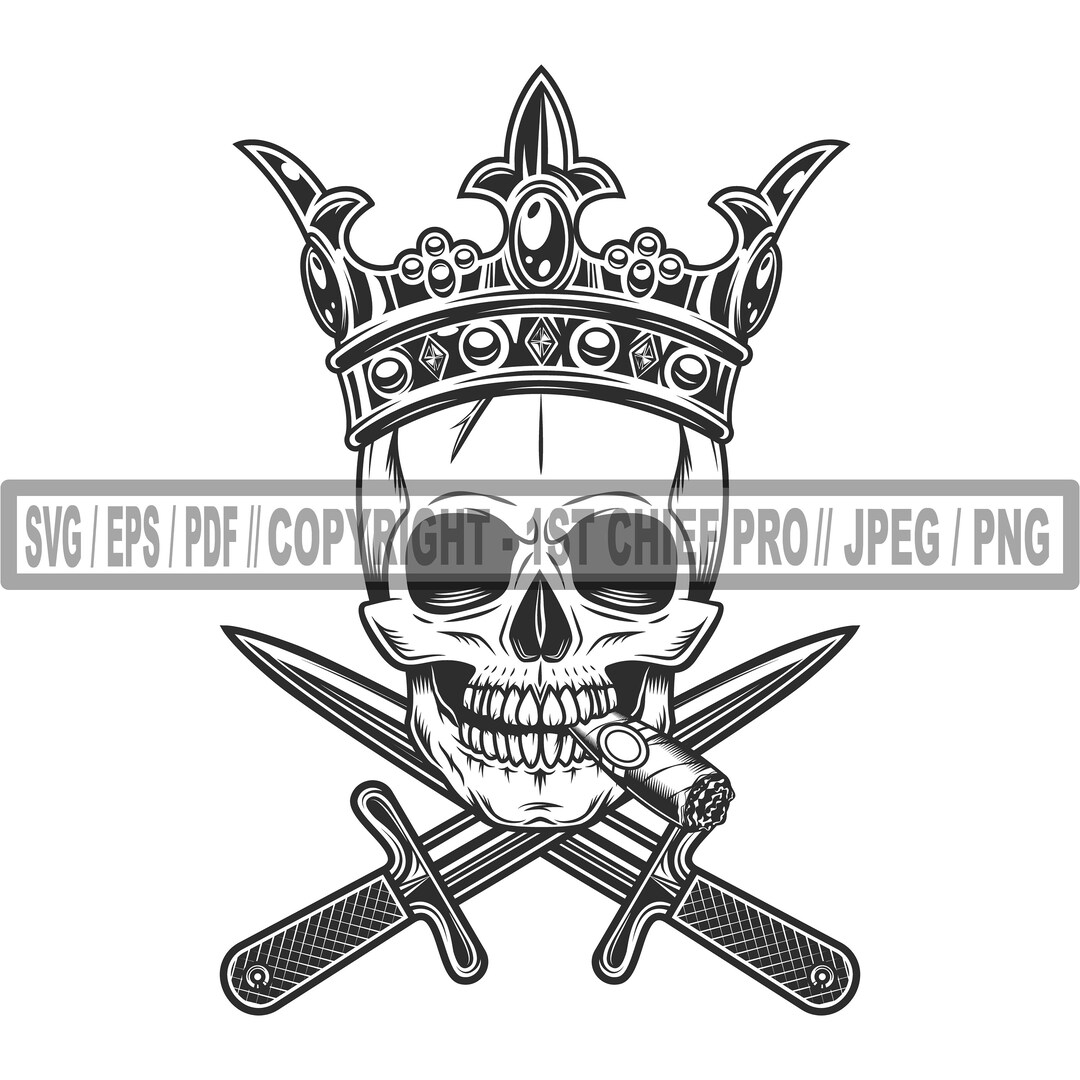 Skull SVG and Crown SVG with Cigar SVG, Skull svg, Knife svg, Cigar svg ...