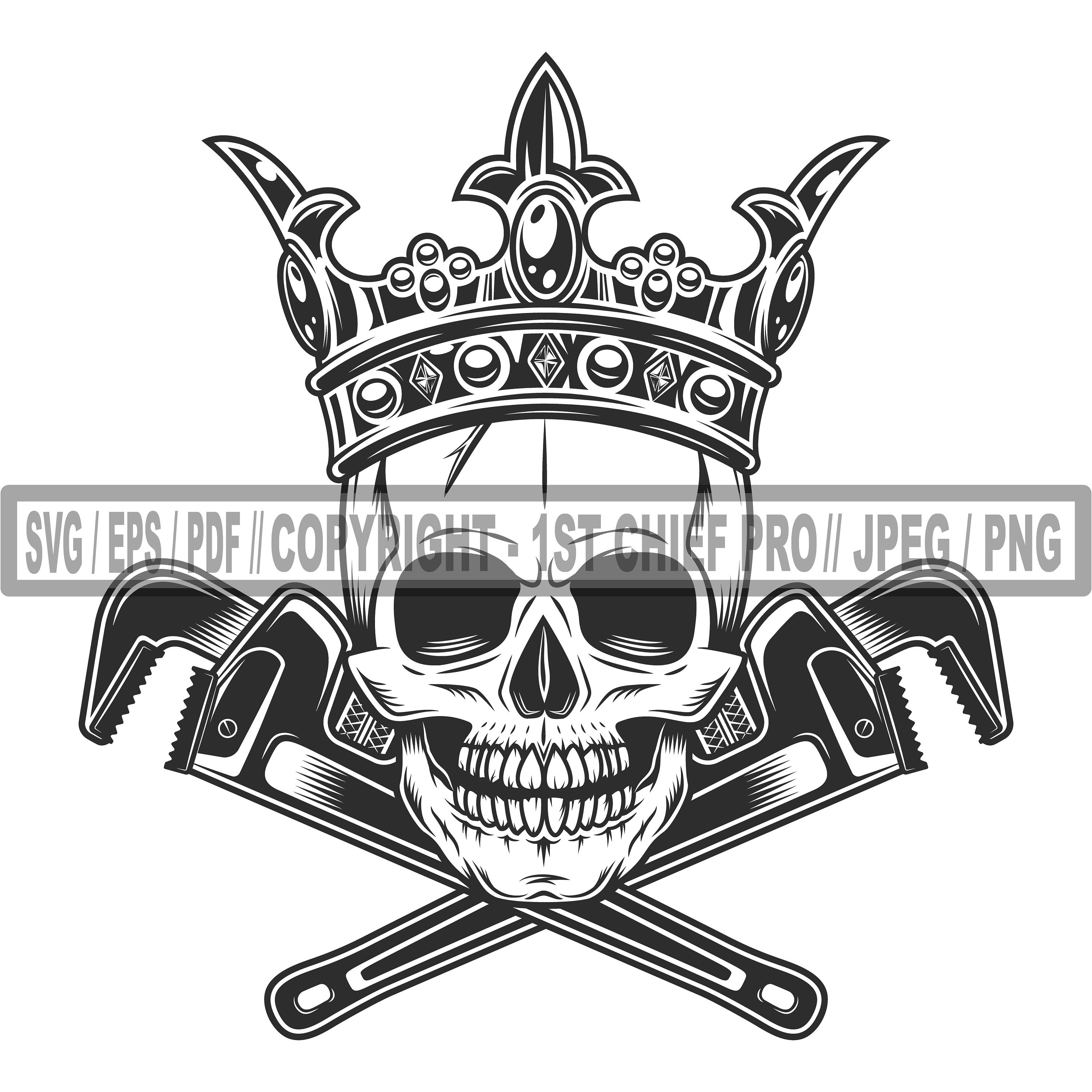 Skull With Wrench SVG, Skull With Crown SVG, Skull SVG, Skull and ...