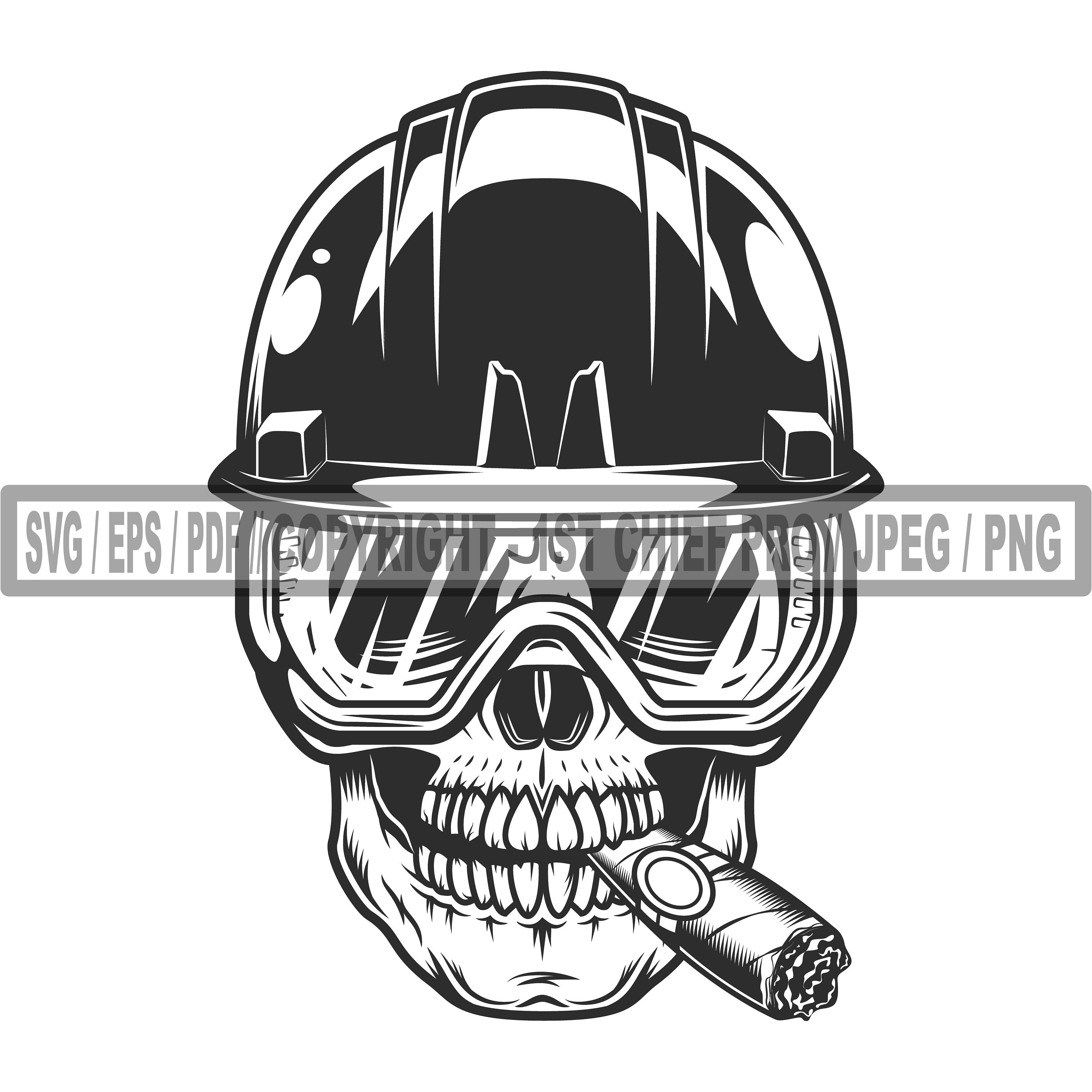 Skull SVG in Hard Hat SVG and Glasses With Cigar SVG, Skull Svg, Cigar ...