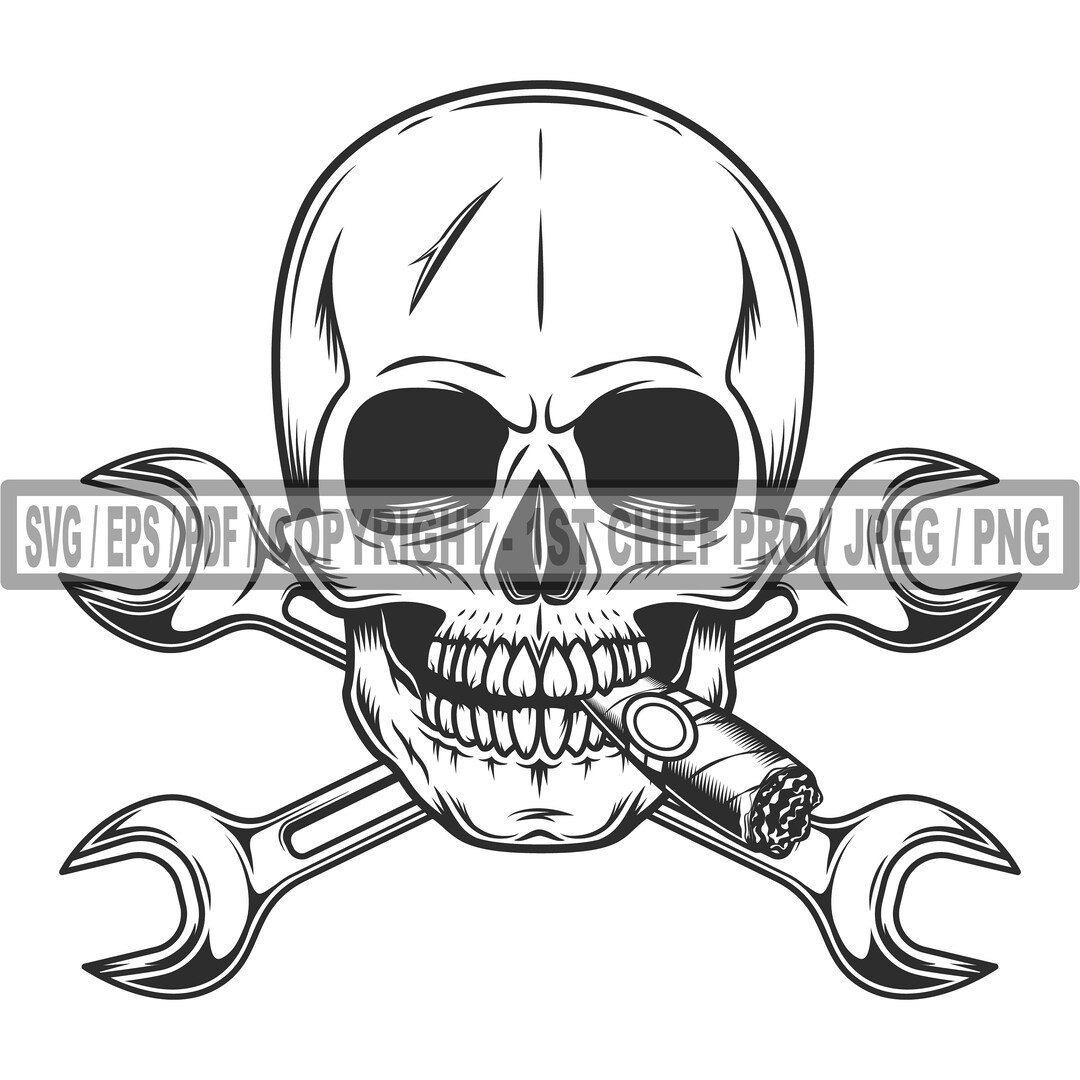 Wrench SVG With Skull SVG and Cigar SVG, Skull Svg, Cigar Svg, Skull ...