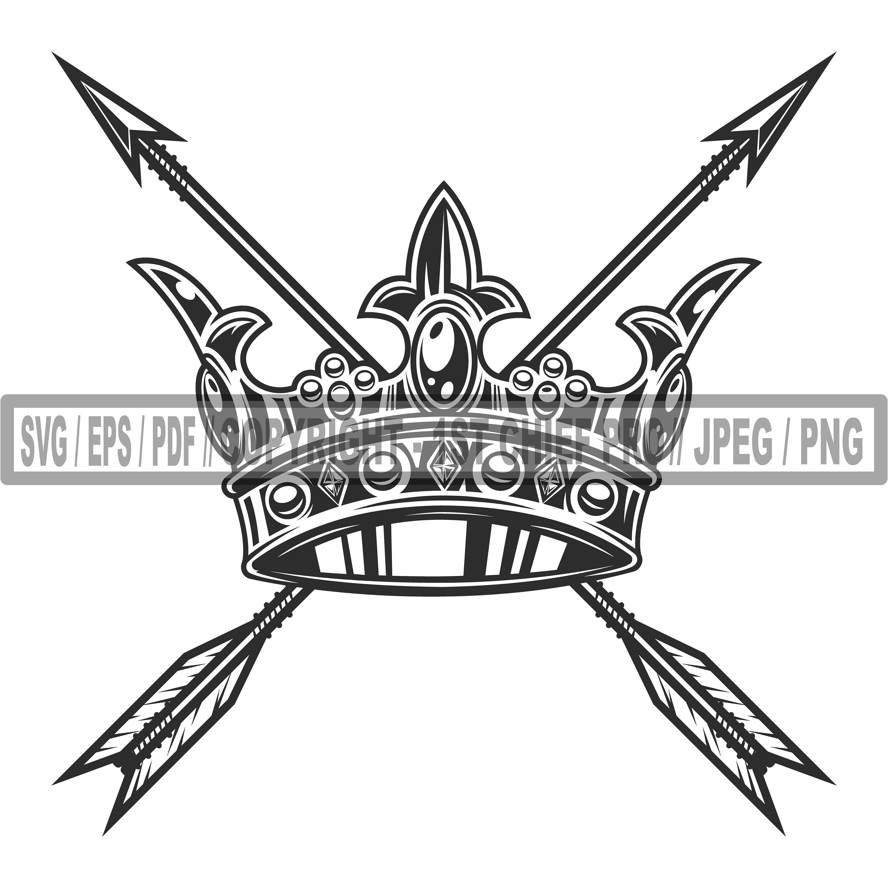 King Crown Svg With Crossed Arrow Svg. Arrow Svg With Arrowhead Svg ...