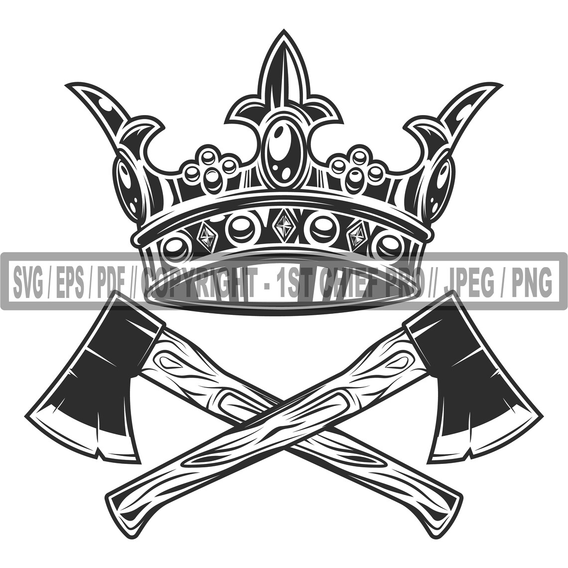 Axe Svg With Crown Svg. Vintage Crown Svg With Axe Svg. Eps Crown Svg ...